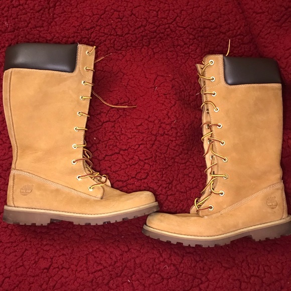 Timberland | Shoes | Timberland 4 Inch Knee High Lace Up Tan Boots ...